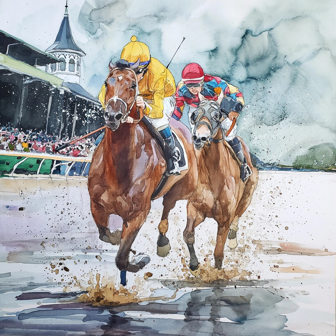 Kentucky Derby - Colorful Jockey Watercolor Digital - Etsy