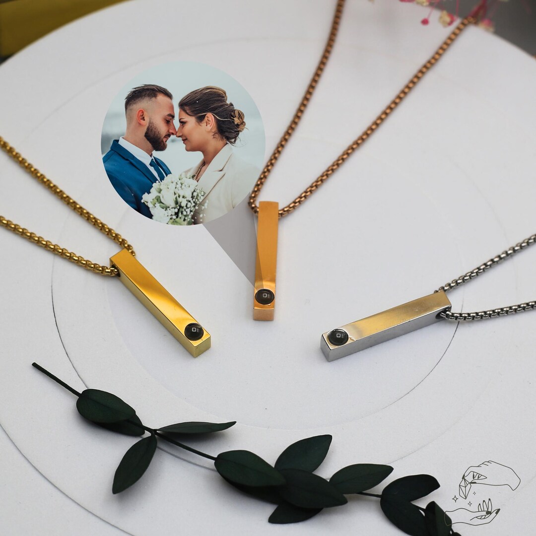 Personalised Bar Photo Projection Necklace Customized Projection ...