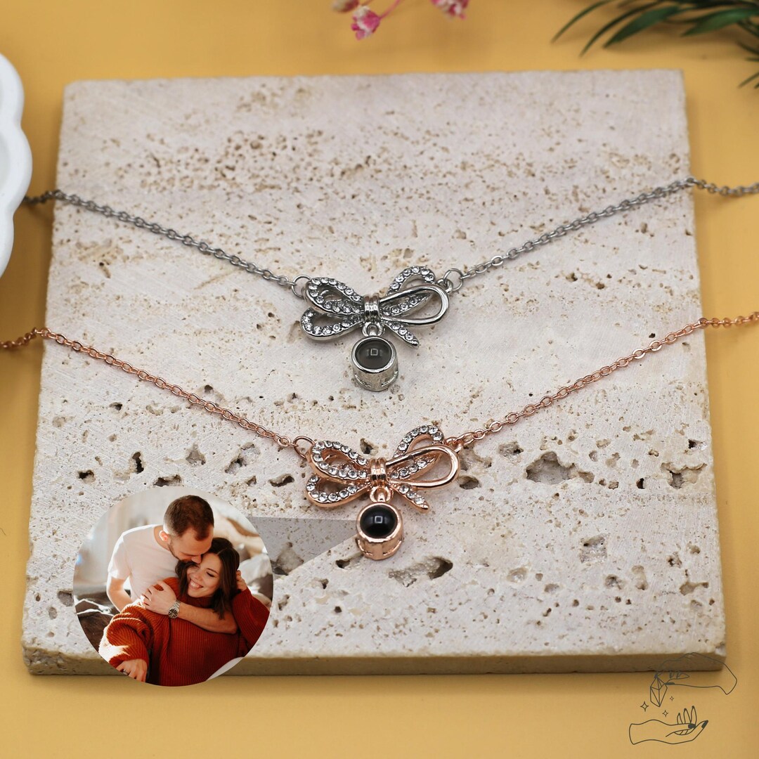 Silver Knot Projection Necklace • Customized Memorial Photo Pendant ...