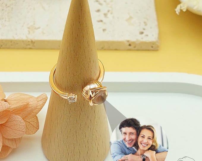PERIMADE Custom Photo Projection Ring Personalized Picture Inside ...