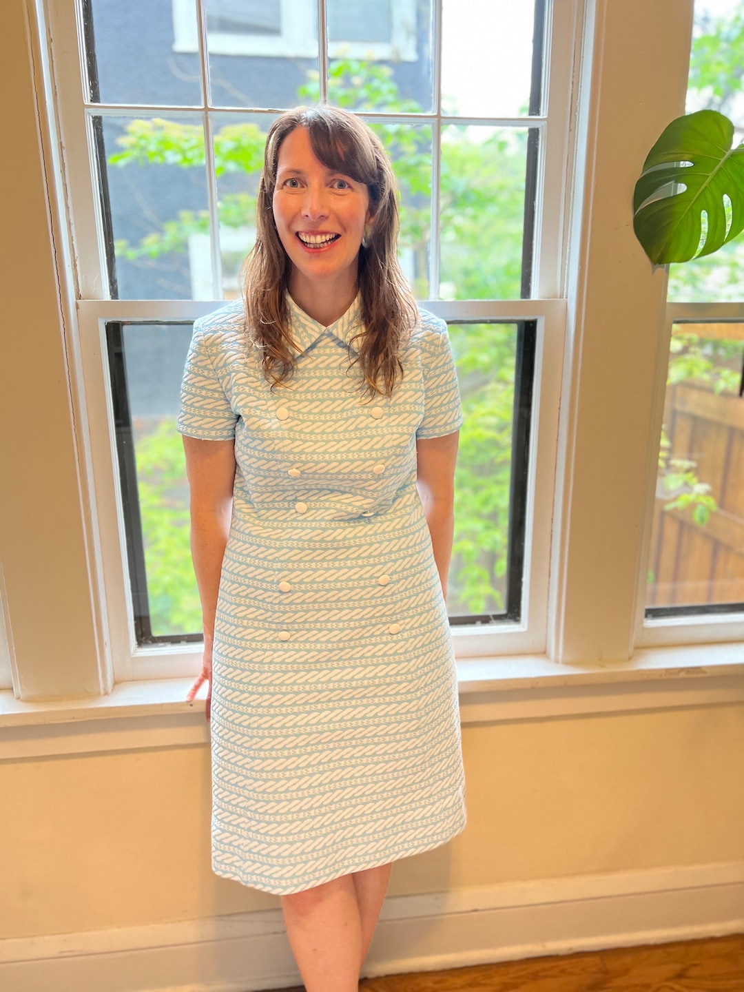 Vintage David Crystal Baby Blue Button-up Knit Dress - Etsy