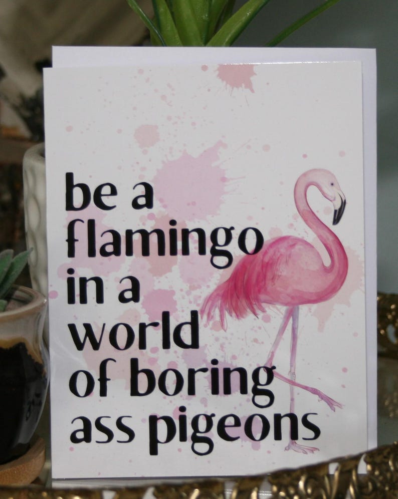 Be a Flamingo Greeting Card - Etsy