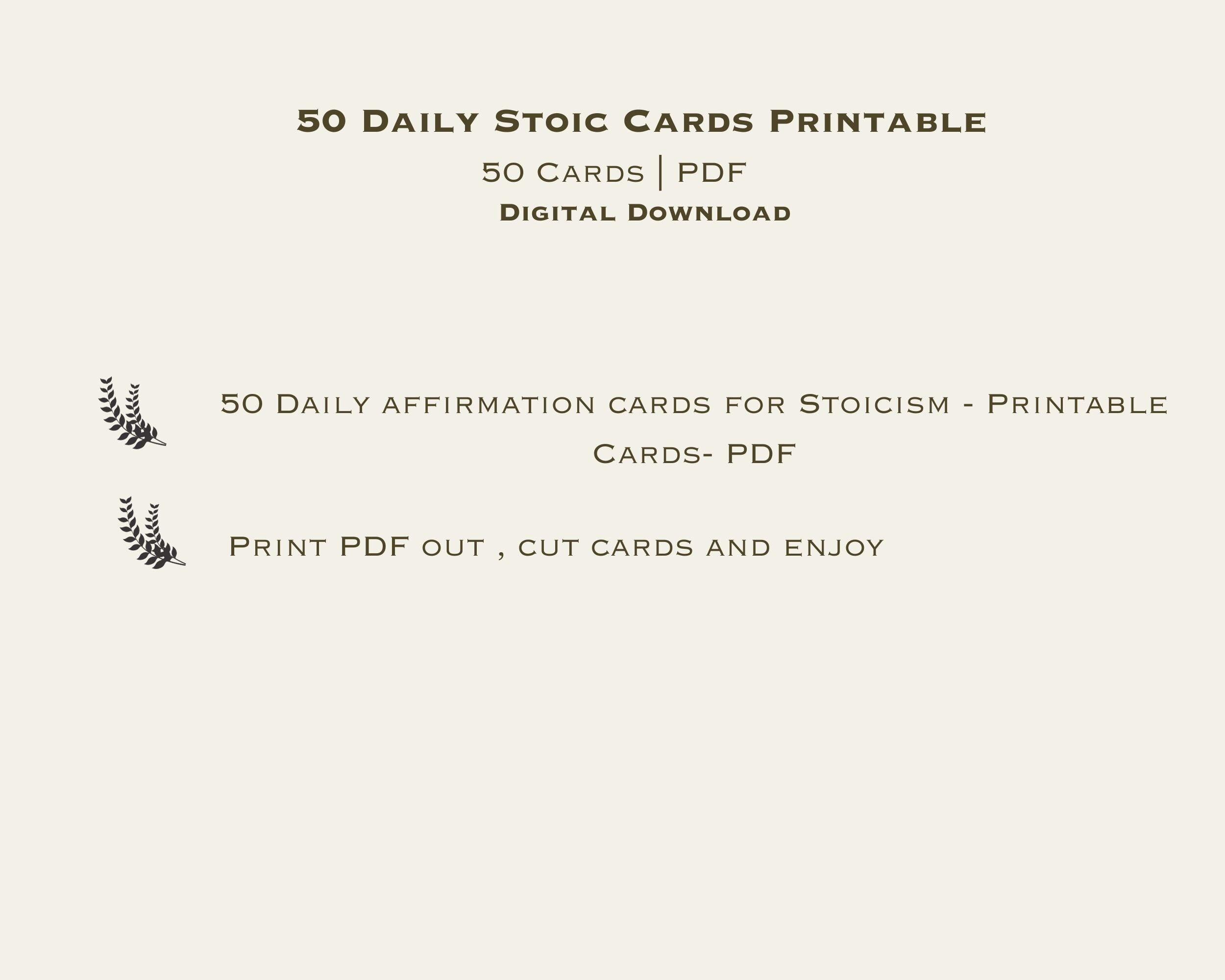 Affirmation Cards, Digital and Printable | Stoic Wisdom Deck: 50 ...