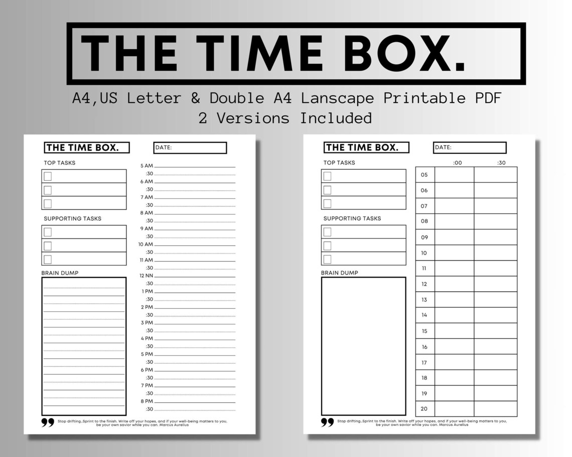 Time Boxing Printable PDF Digital Daily Planner Time Box Planner Agenda ...