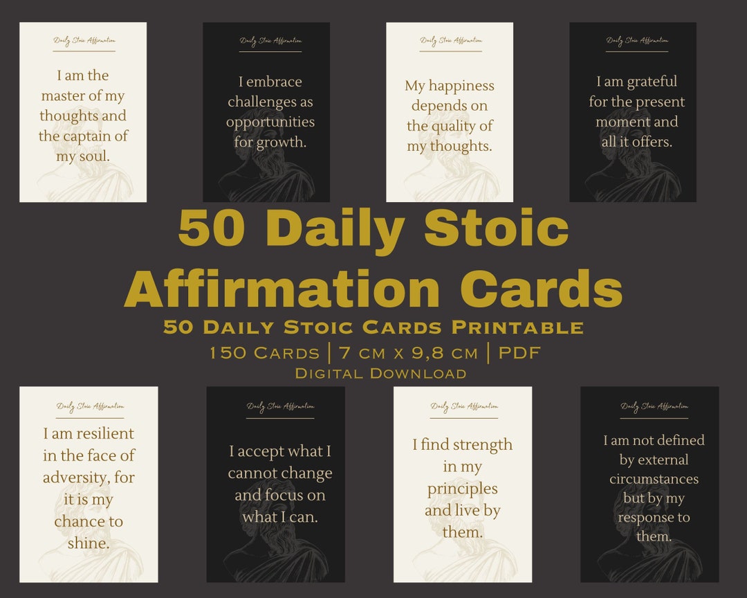 Stoic Affirmation Cards: 50 Wisdom Cards for Resilience (digital ...