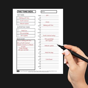 Time Boxing Printable PDF Digital Daily Planner Time Box Planner Agenda ...