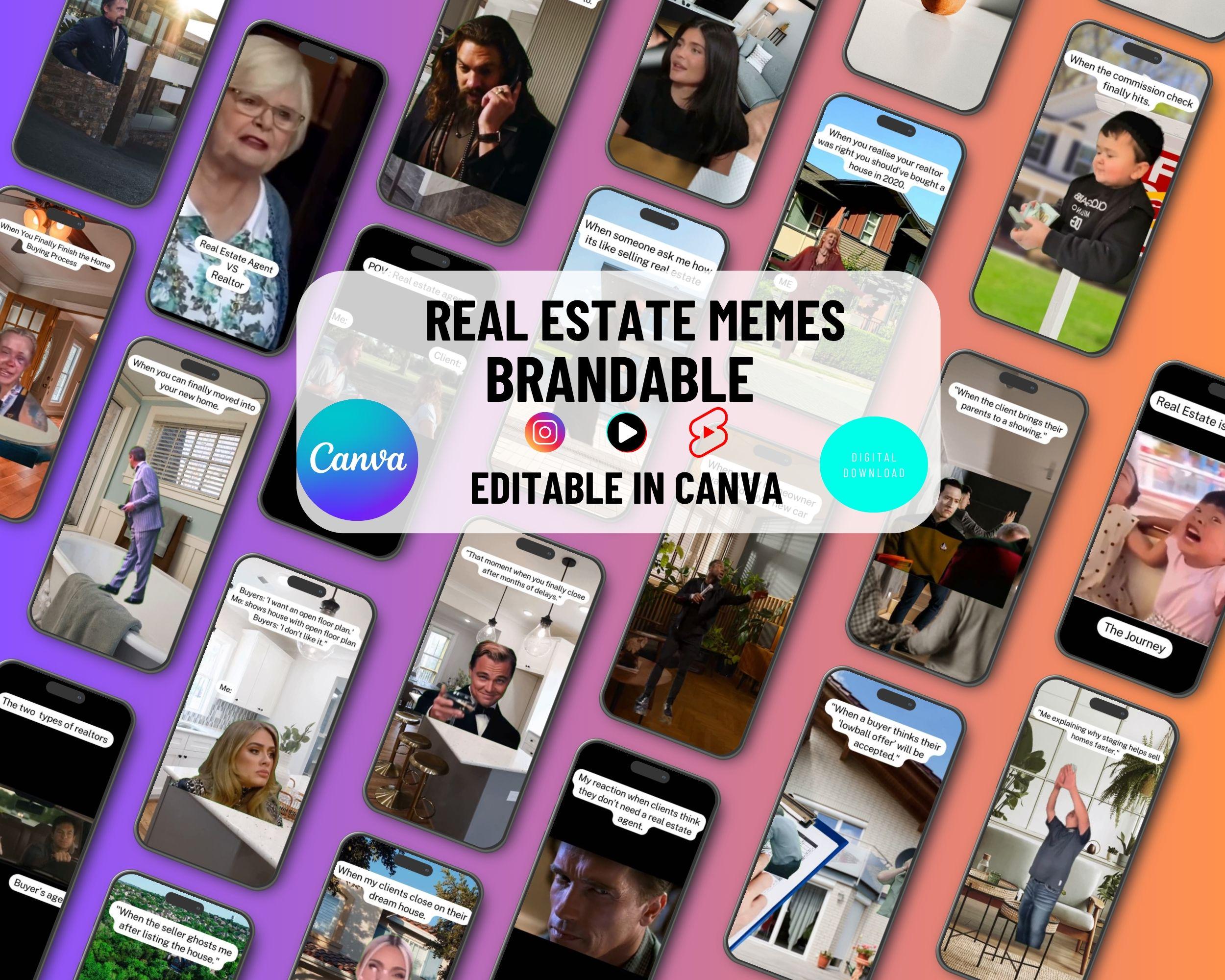 Real Estate Funny Memes Post Canva Template, Fun Realtor Social Media ...