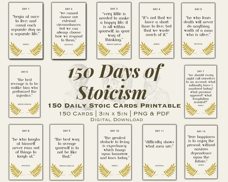 150 Daily Stoic Cards: Wisdom & Meditation (digital Download) - Etsy