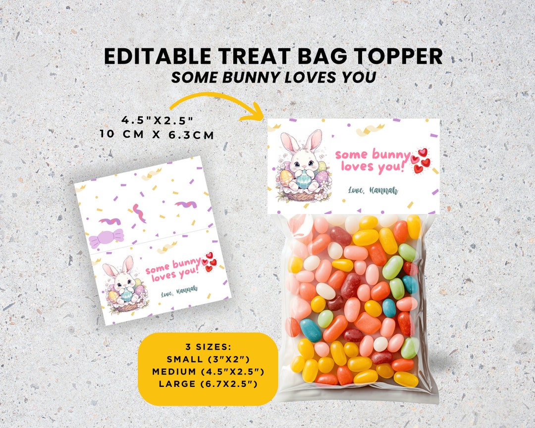 Editable Easter Treat Bag Topper, Easter Cookie Bag TOPPERS Printable ...