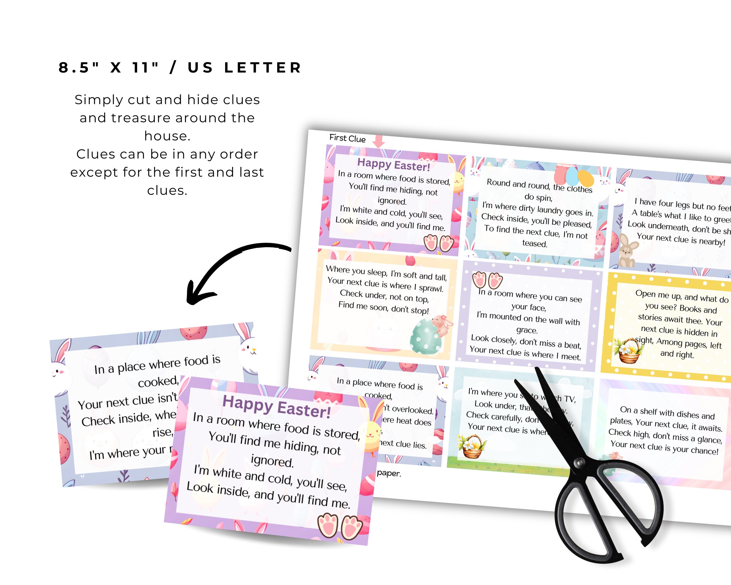 Indoor Easter Treasure Hunt Clues Easter Party Games Family Adults Kids ...