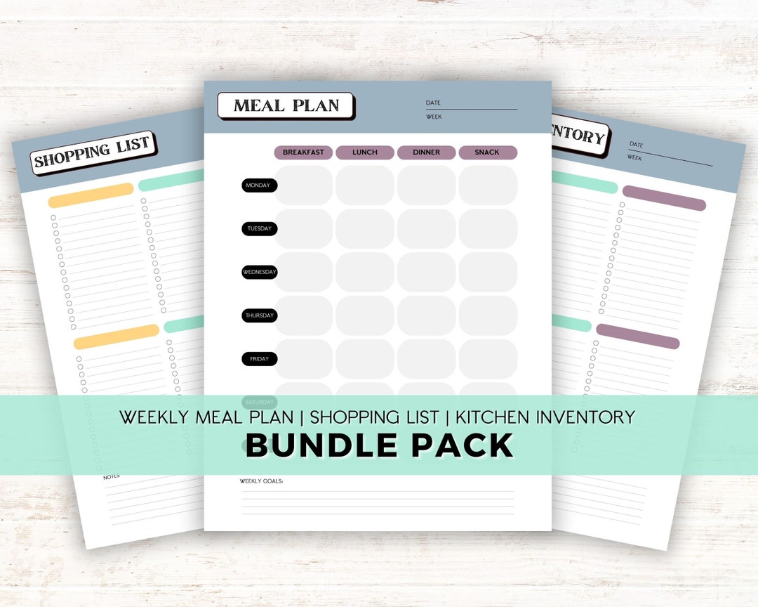 Weekly Meal Plan Bundle, Organize Your Meals, Printable Weekly Menu ...