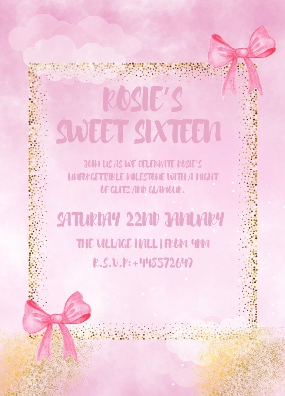 Digital Sweet 16 Invitation, Sweet 16 Party , Digital Sweet 16 Invite ...