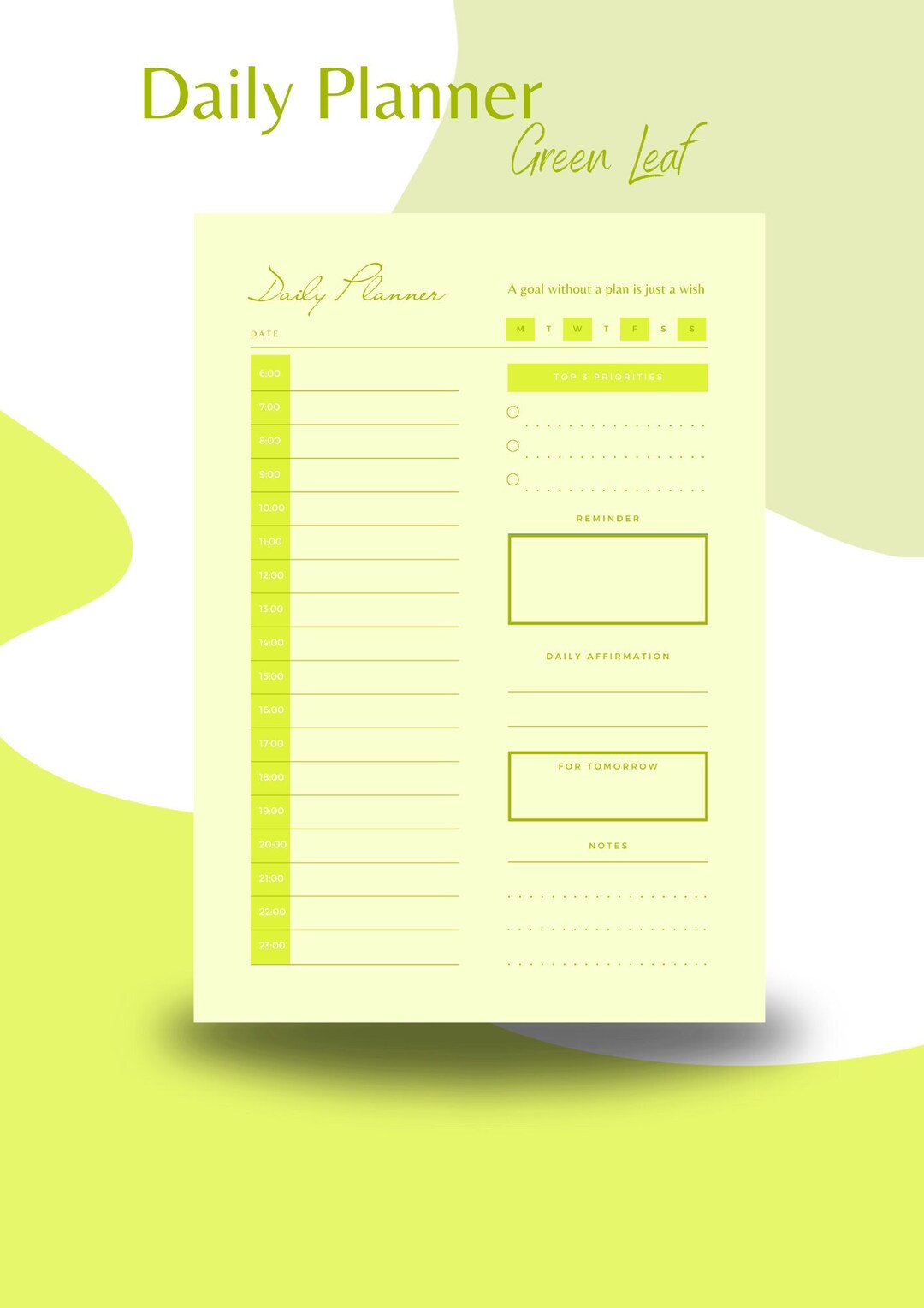Daily Planner - Green Leaf - Etsy