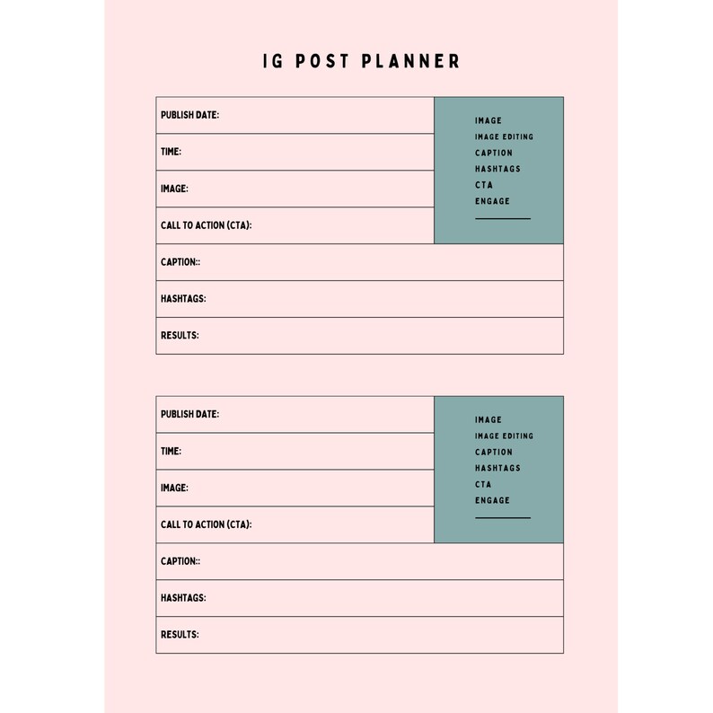 Comprehensive Instagram Planner - Digital Download - Social Media ...