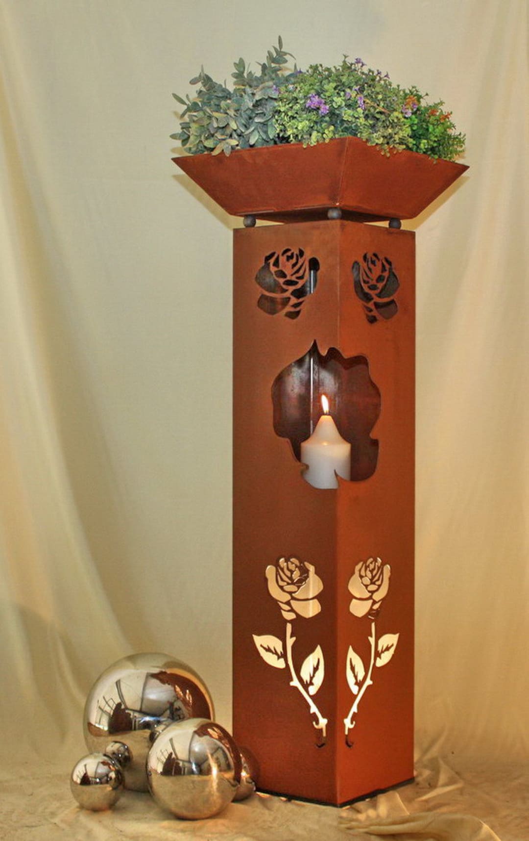 Jabo Design Rust Column Bowl RS114S01 roses Column Garden Columns ...