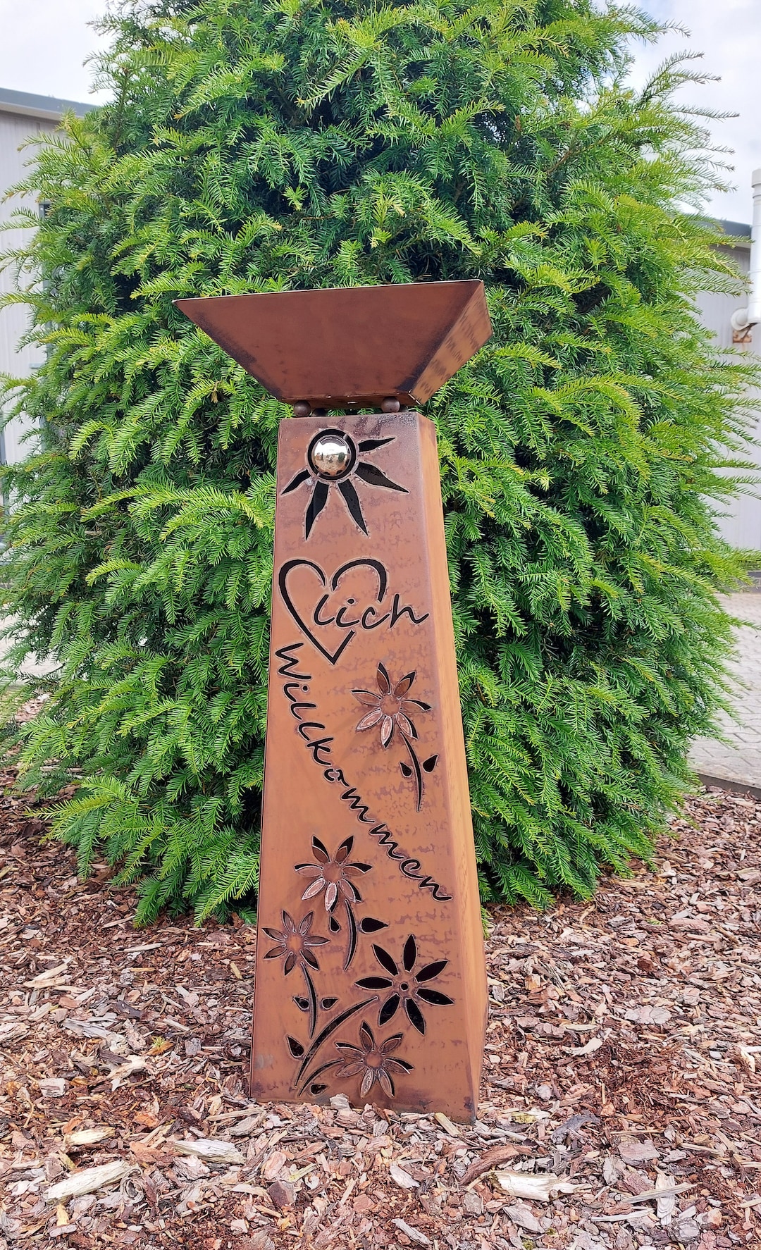 Jabo Design Rust Column+bowl RS100+S11 "heart(motif) -ly Welcome" With ...