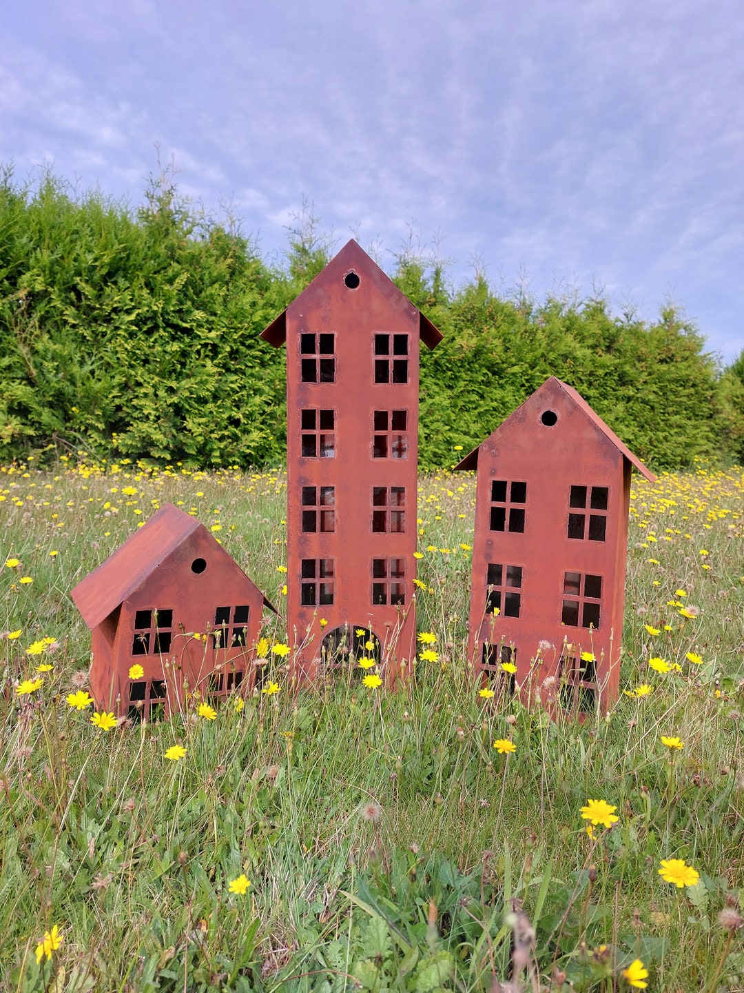 Rust House Rs02_set of 3, Rust Decoration Garden Decoration Rust Object ...