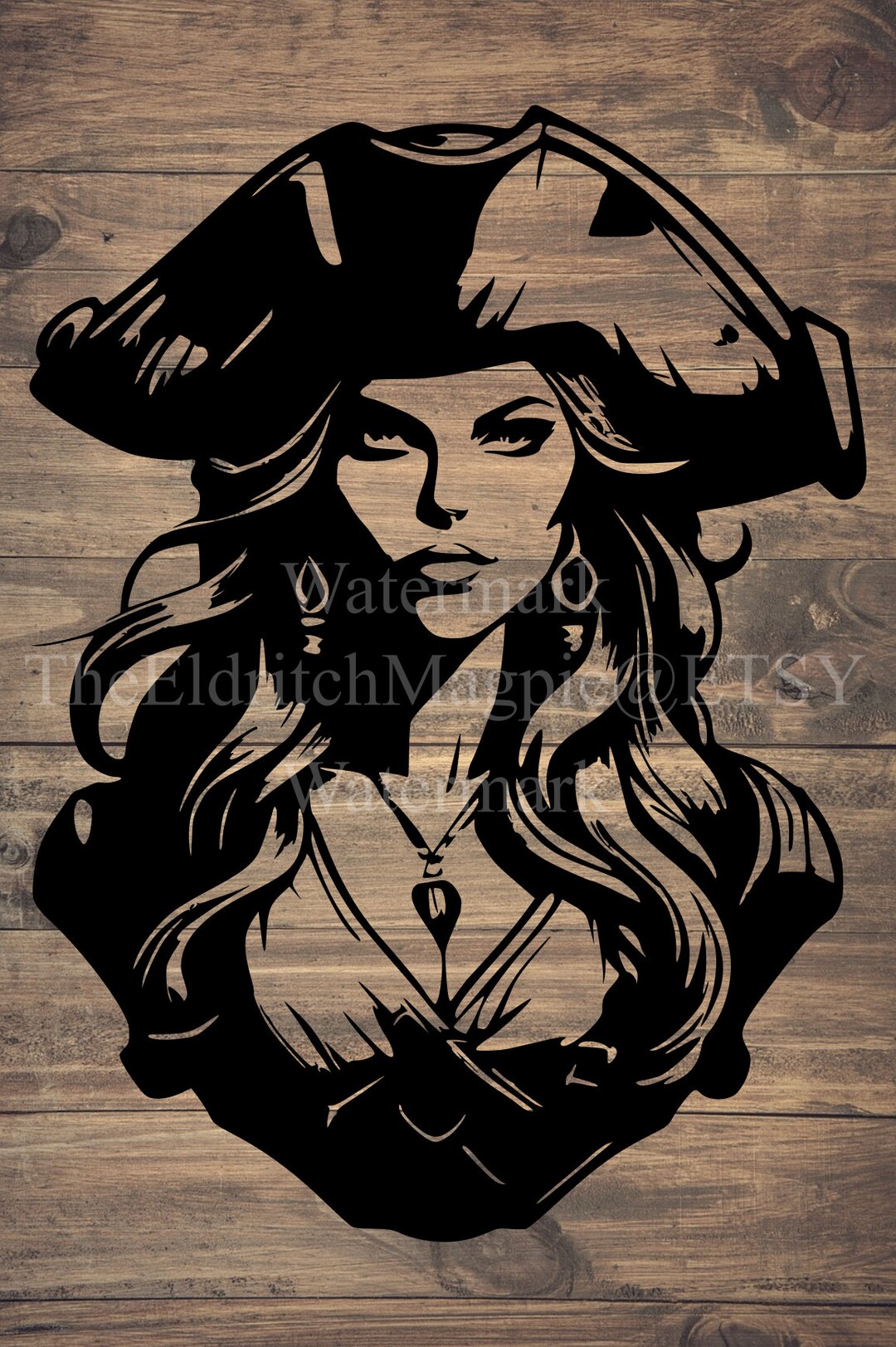 Pirate Woman Decal - PNG SVG - Black Design for Tshirts, Mugs, Hoodies ...