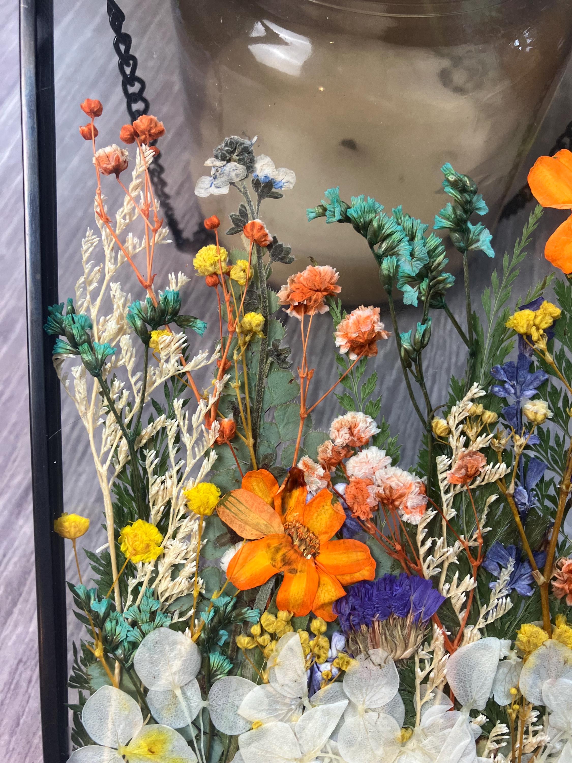Black Glass Wall Frame With Dried Pressed Flowers, Black Frame ...