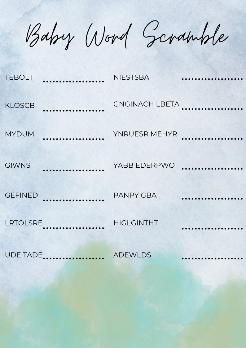 Baby Word Scramble - Etsy