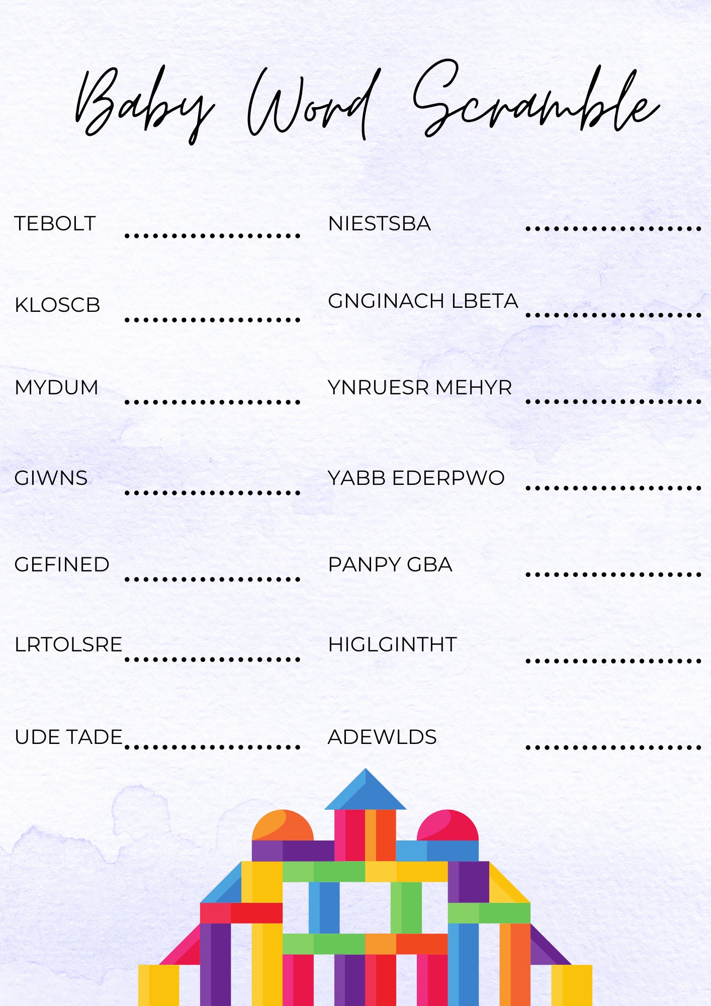 Baby Word Scramble - Etsy