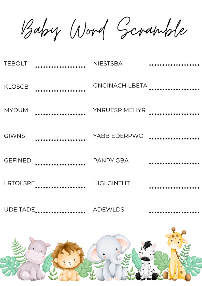 Baby Word Scramble - Etsy