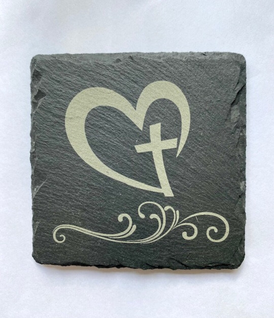 Christian Heart Engraved Slate Coaster - Etsy UK