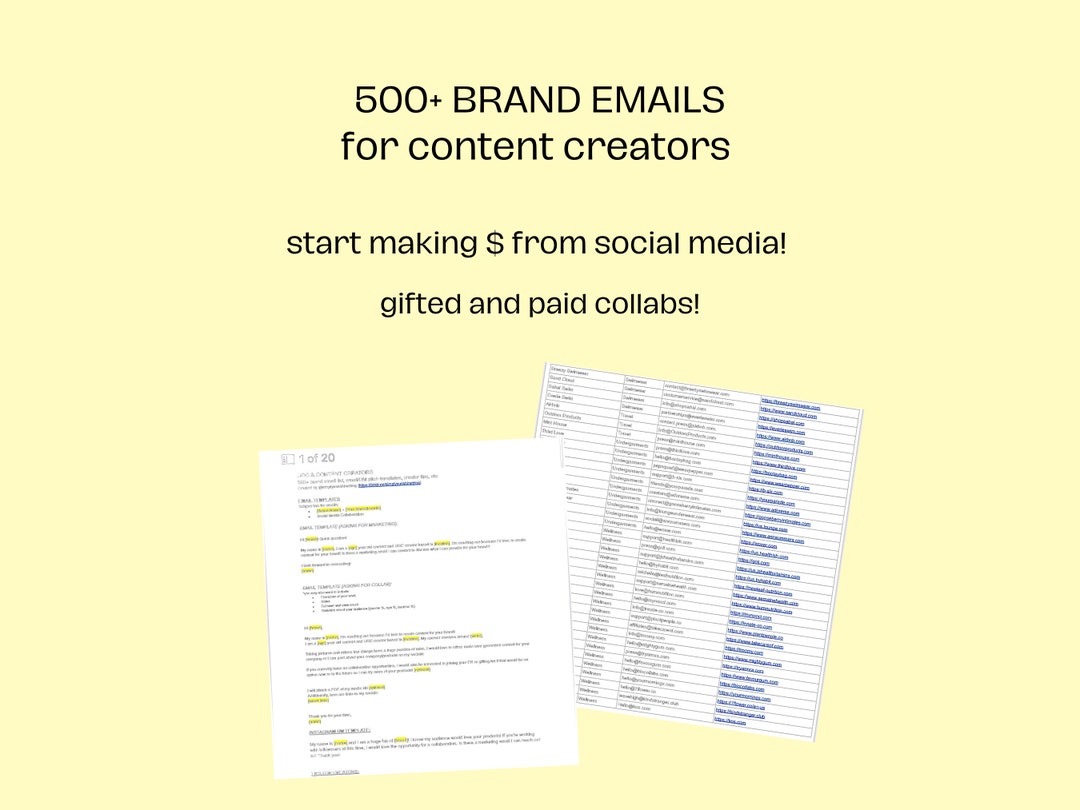 Brand Email List for UGC Creators & Influencers! Start Making Money on ...