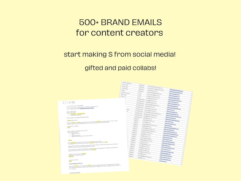 500+ Brand Email List for UGC Creators (digital Download) - Etsy
