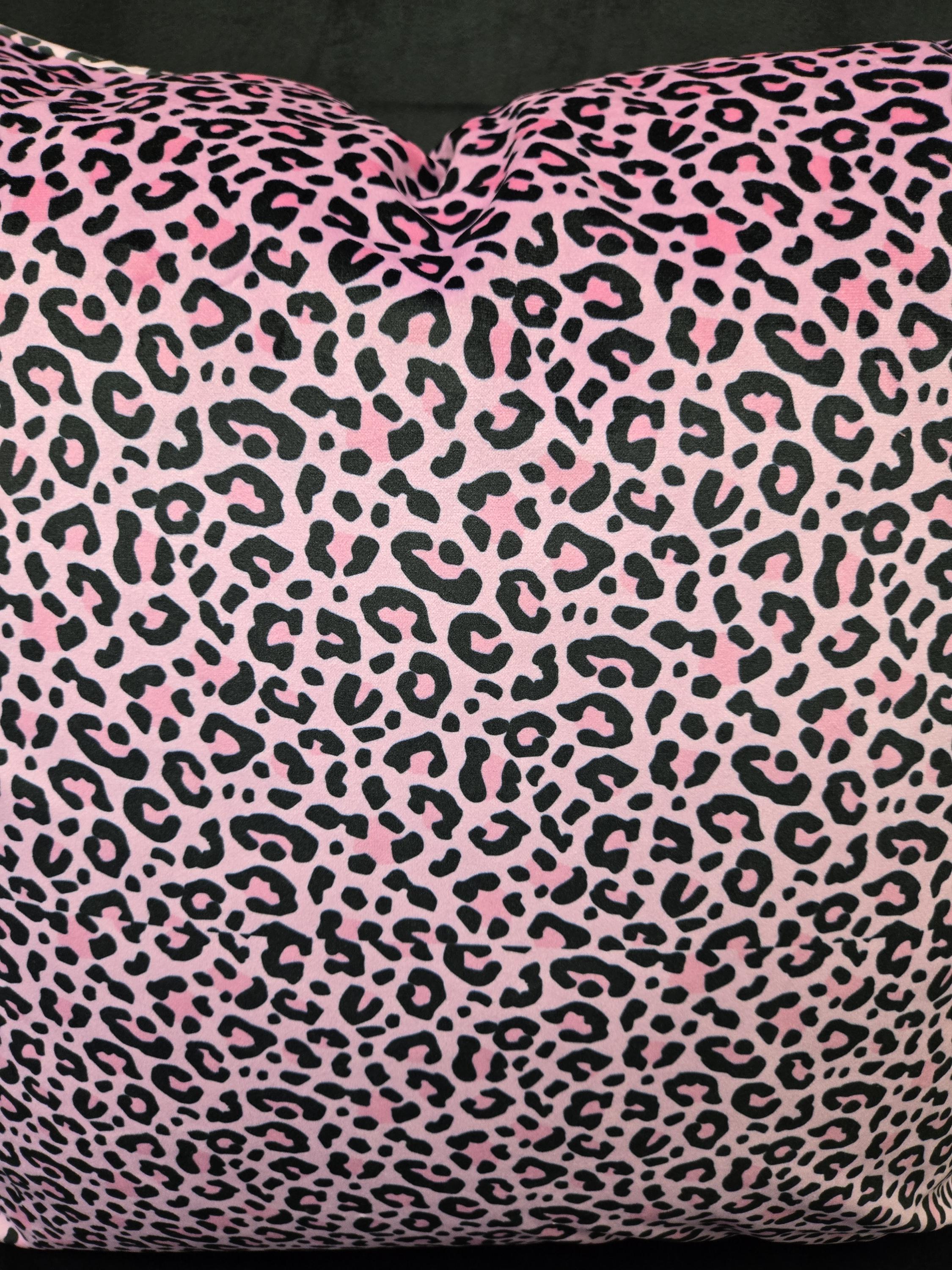Pink & Black Leopard Print Fabric – Bold Animal Print for Pillows ...