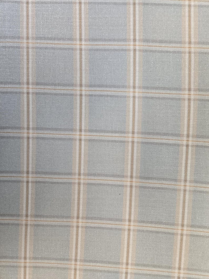Luxury Nantucket Light Blue Plaid Fabric With Thin Orange Stripe ...