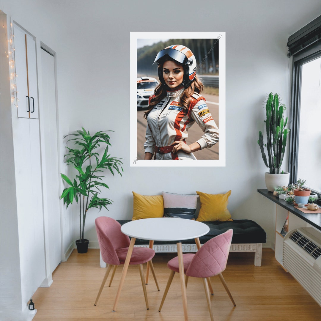 Poster Female Rally Driver, Drawing Style, Drawing Style, Poster ...