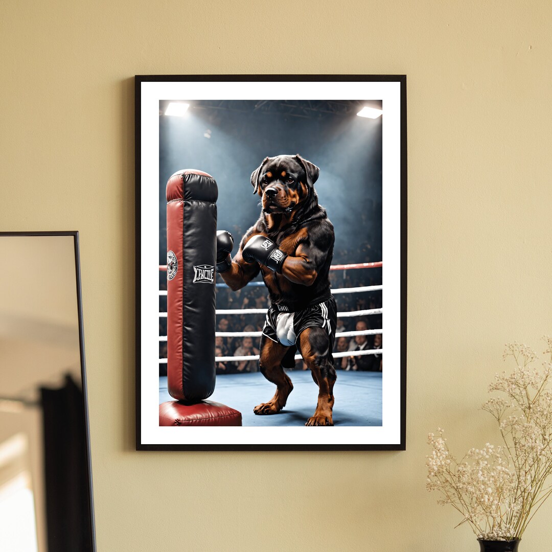 Rottweiler Boxer Dog Poster, Boxer Style, Sporty Style, Animal Print ...