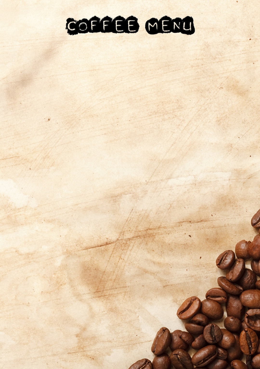 Printable Coffee Shop Menu, Flattened PDF Best for Printing. - Etsy