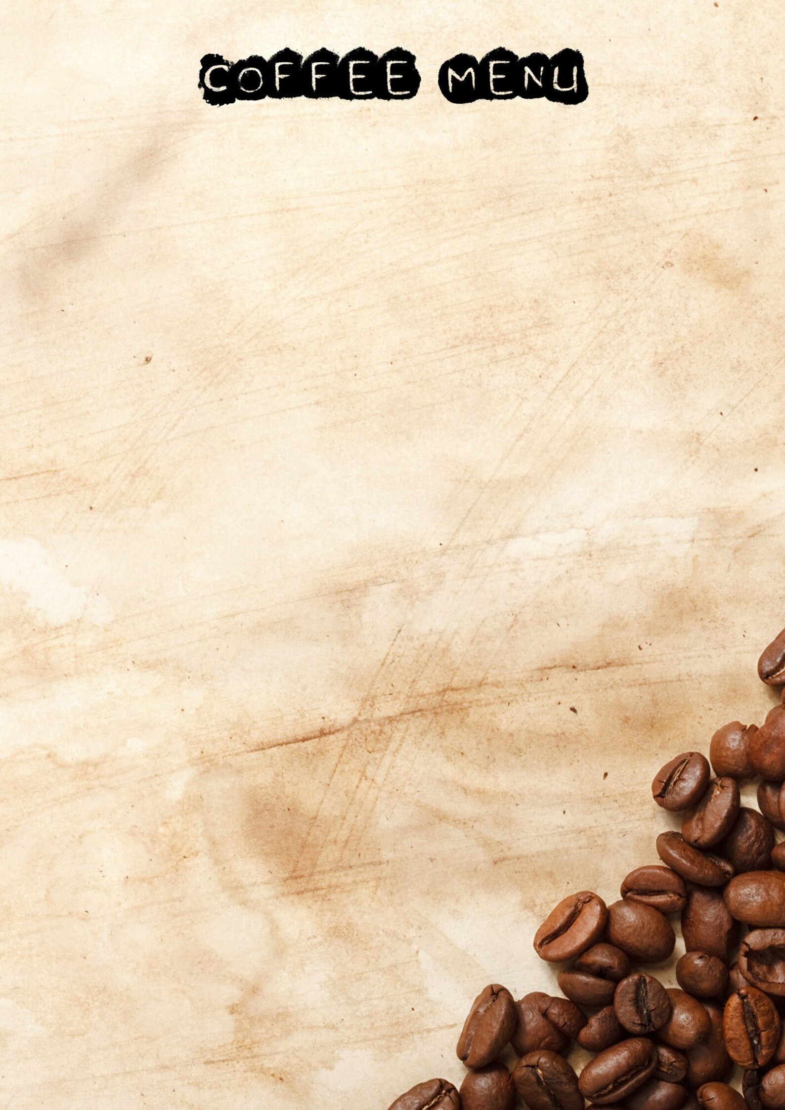 Printable Coffee Shop Menu, Flattened PDF Best for Printing. - Etsy