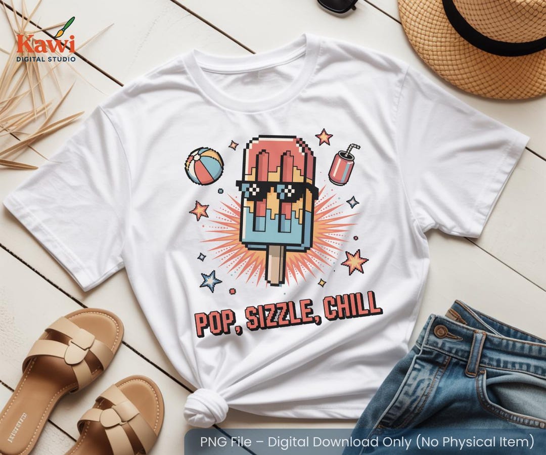 Pop Sizzle Chill – Cool Pixel Popsicle PNG for Sublimation Shirt ...