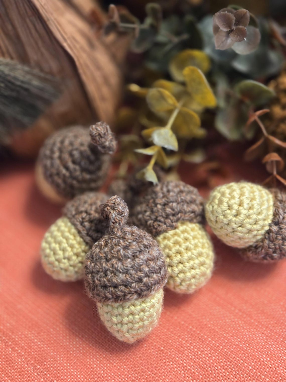 Crochet Acorns for Fall Decor - Set of 5 Handmade Acorn Decorations - Etsy