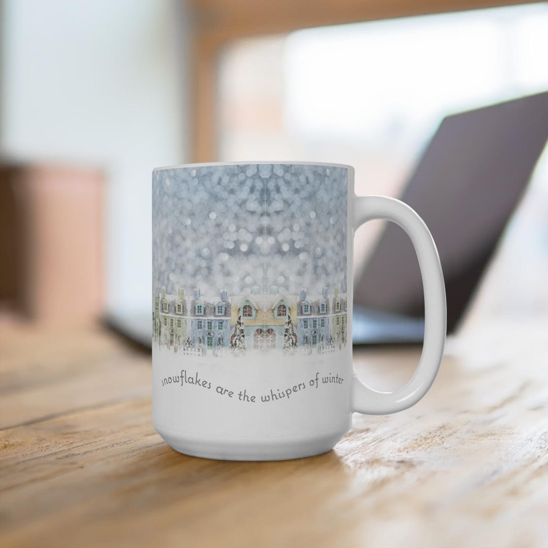Snowy Town Christmas Mug, Winter Holiday Gift (15 Oz) - Etsy