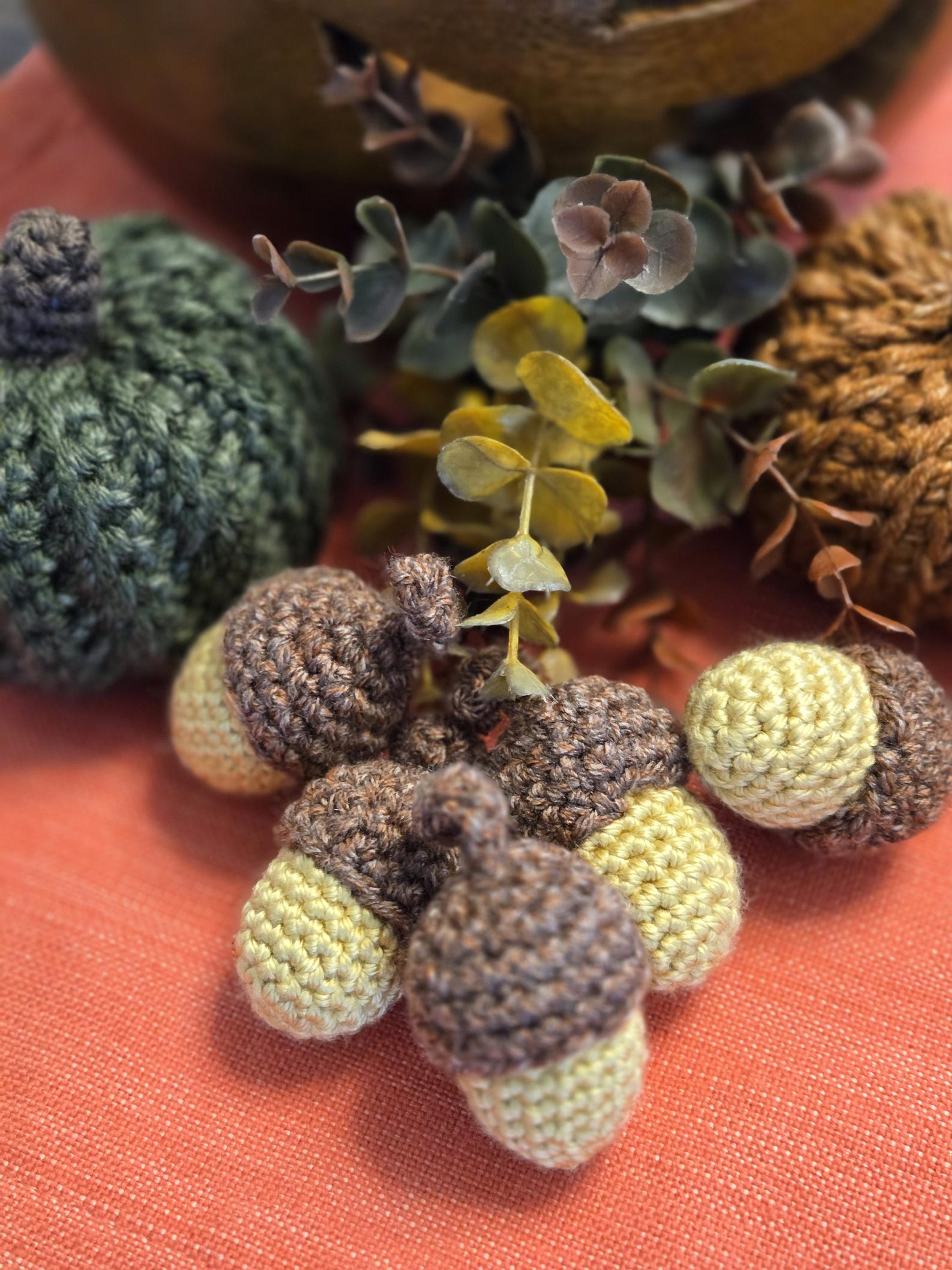 Crochet Acorns for Fall Decor - Set of 5 Handmade Acorn Decorations - Etsy