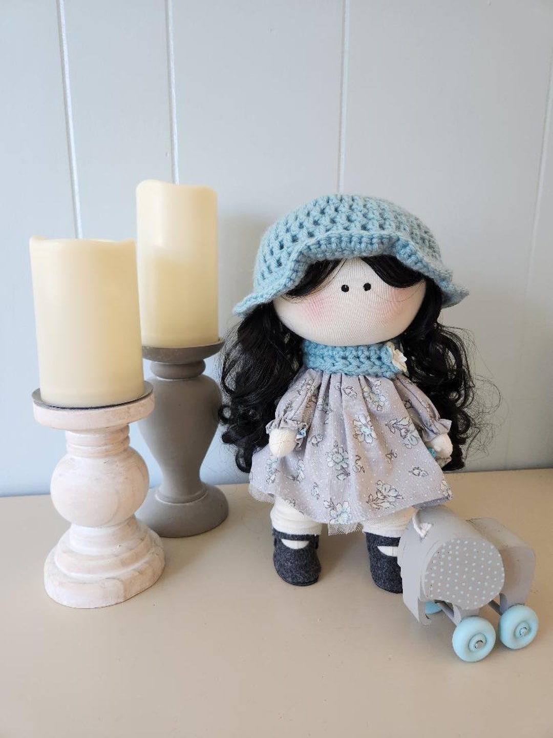 Handmade Tilda Doll: 12" Cotton Knit Girl With Elephant Toy - Etsy