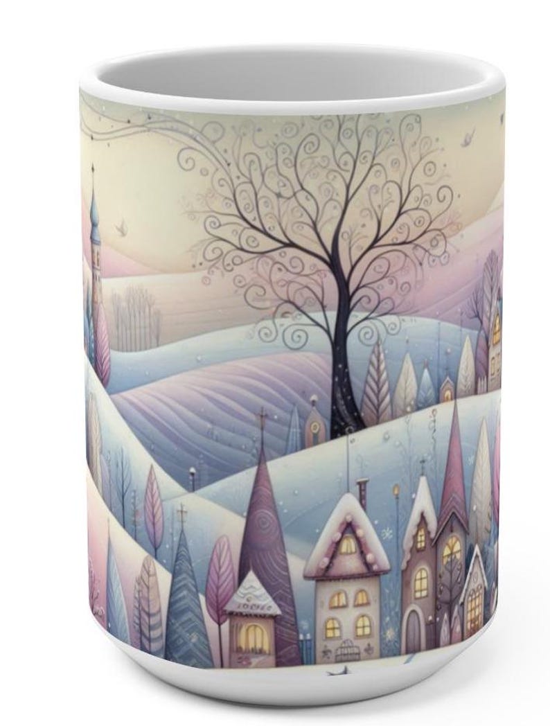 Christmas Village Mug, Whimsical Winter Holiday Gift (15 Oz) - Etsy