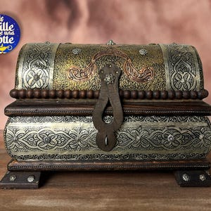 Large Wooden Treasure Chest Berber and Celtic Style Jewelry Box Memory ...