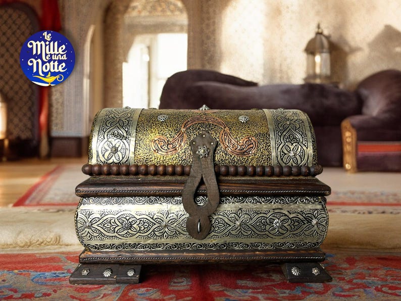 Large Wooden Treasure Chest Berber and Celtic Style Jewelry Box Memory ...