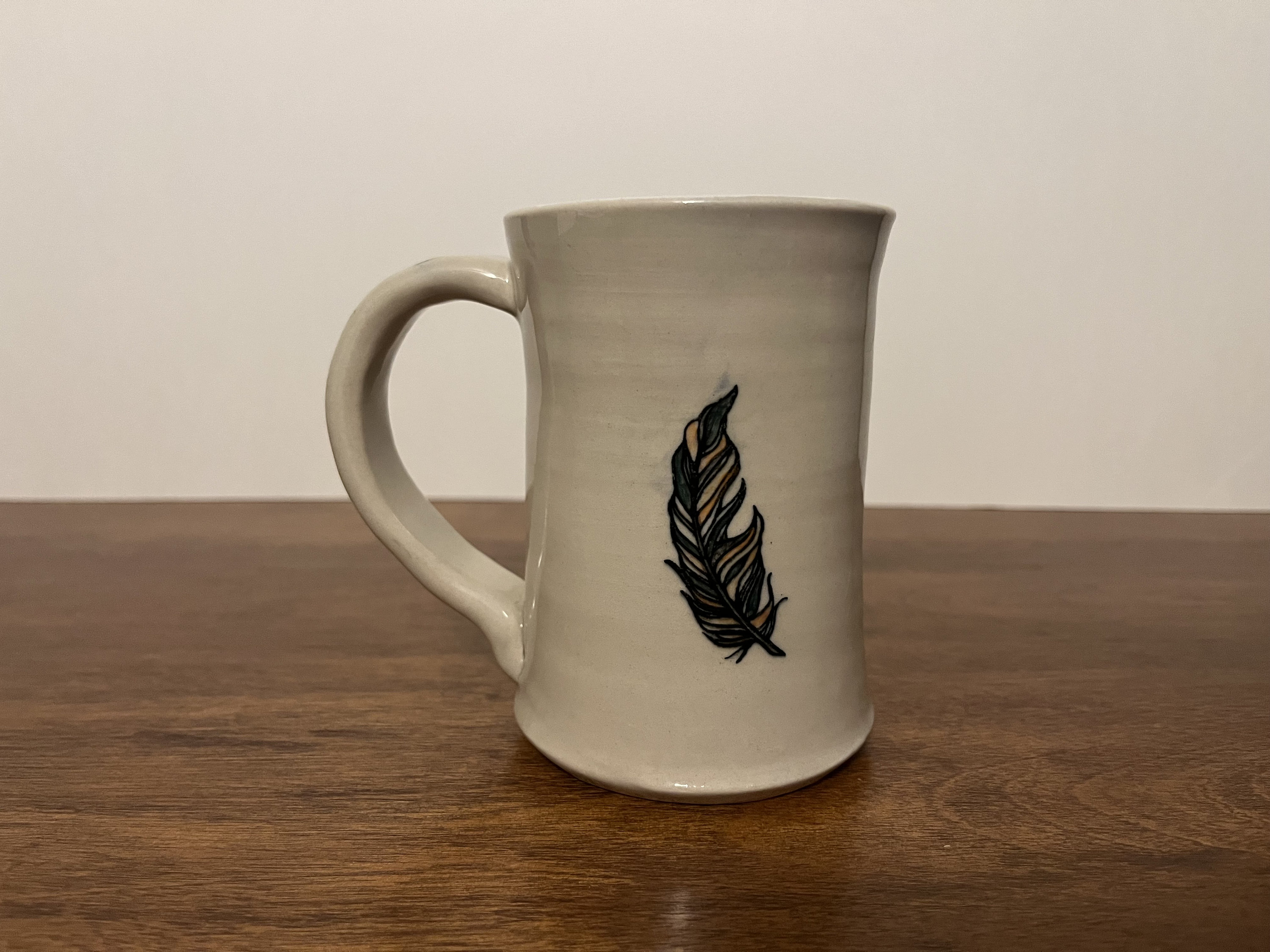 Pottery Mug With Feathers /10 Fluid Ounces / Gifts for Him or Her ...