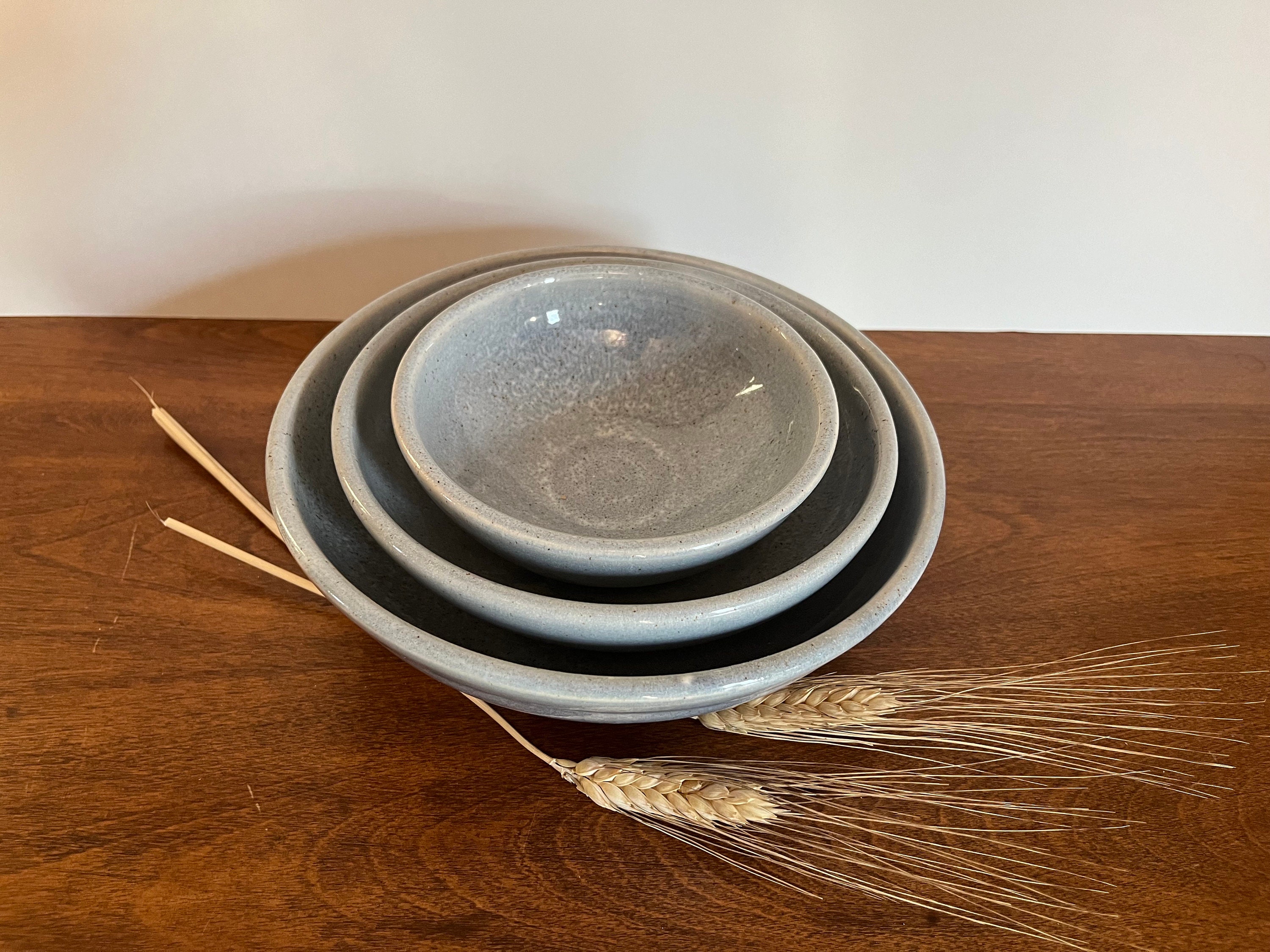 Set of 3 Serving Bowls /wheel Thrown Pottery/ Shallow Bowl Trio/ Cereal ...