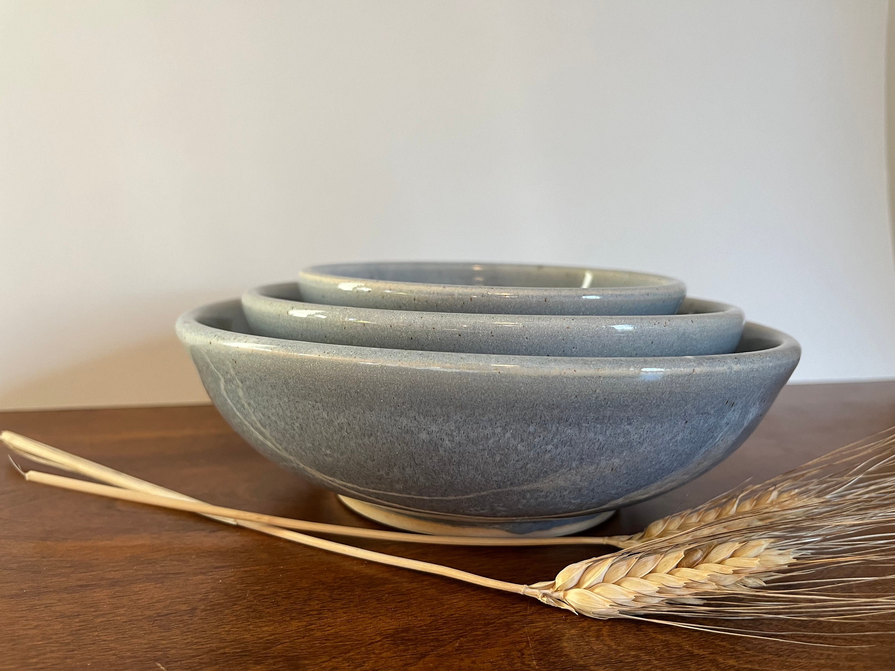 Set of 3 Serving Bowls /wheel Thrown Pottery/ Shallow Bowl Trio/ Cereal ...
