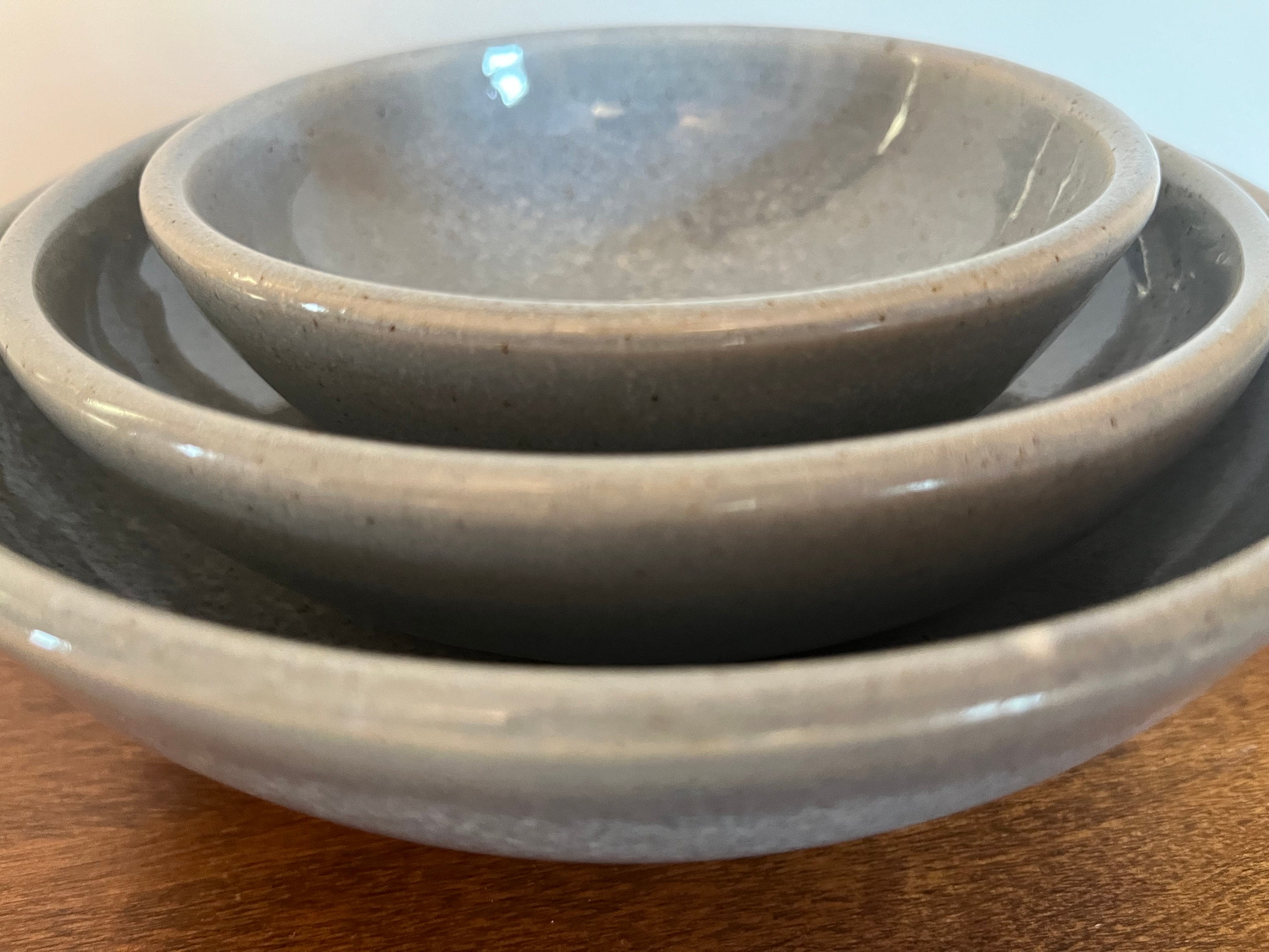 Set of 3 Serving Bowls /wheel Thrown Pottery/ Shallow Bowl Trio/ Cereal ...