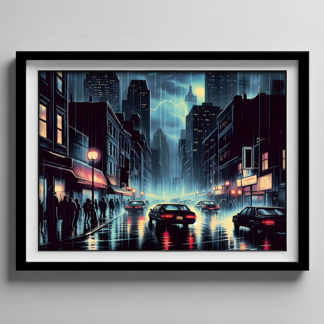 A3 Night City Airbrush Art Print - Etsy