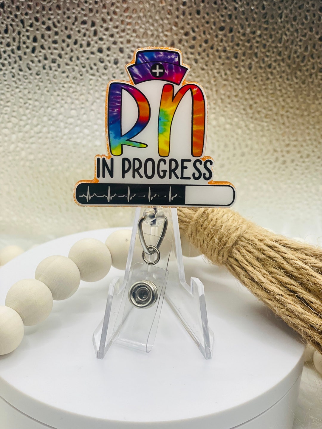 RN Registered Nurse in Progress Medical Glitter Badge Reel - Etsy