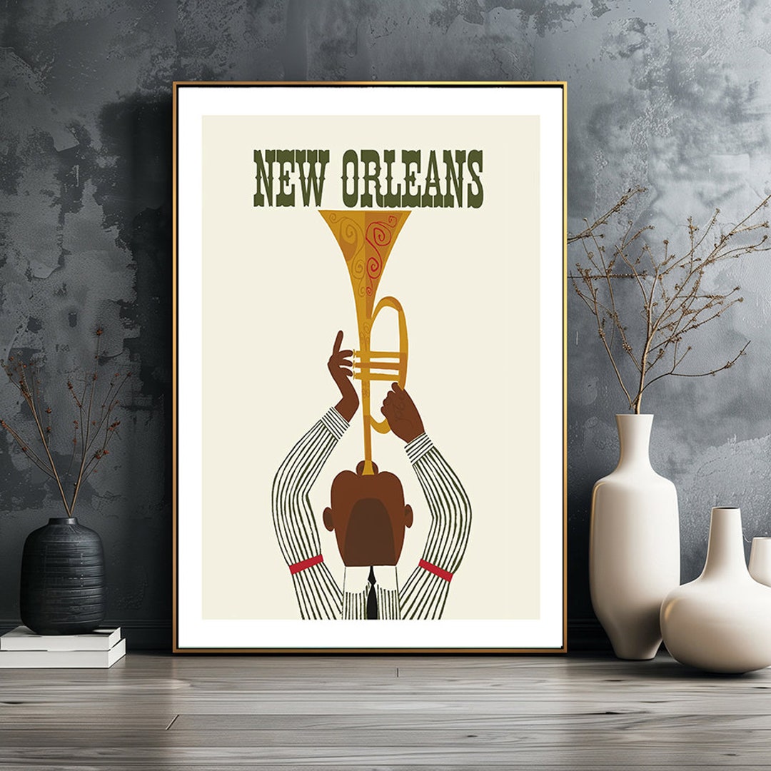 New Orleans Jazz Poster, Music Wall Decor, Decorative Digital Wall Art ...
